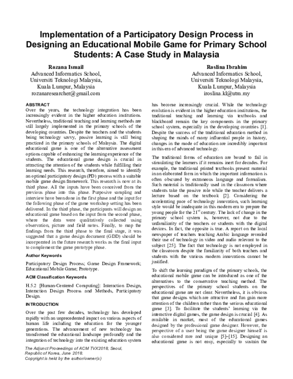 (PDF) DC_Implementation of a Participatory Design Process in Designing ...