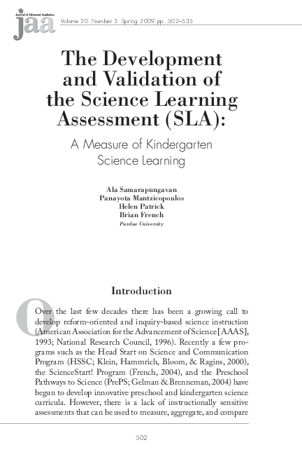 (PDF) The Development and Validation of the Science Learning Assessment ...