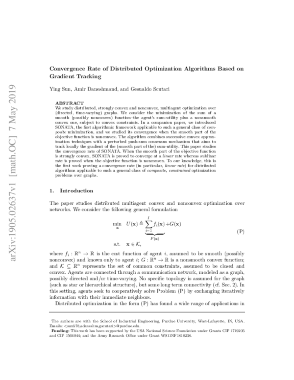 Pdf Convergence Rate Of Distributed Optimization Algorithms Based On Gradient Tracking