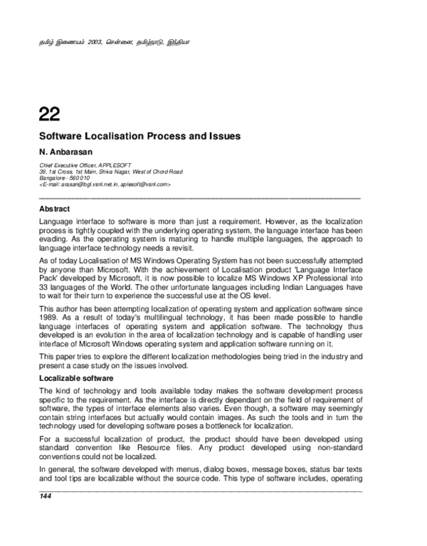 (PDF) Software Localisation Process and Issues | N Anbarasan - Academia.edu