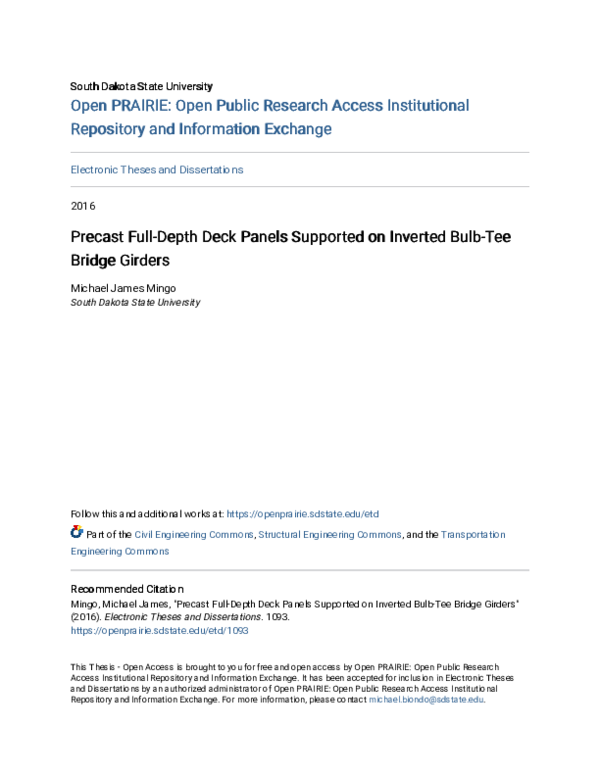 (PDF) Precast Full-Depth Deck Panels Supported on Inverted Bulb-Tee ...