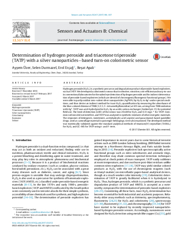 (PDF) Determination of hydrogen peroxide and triacetone triperoxide ...