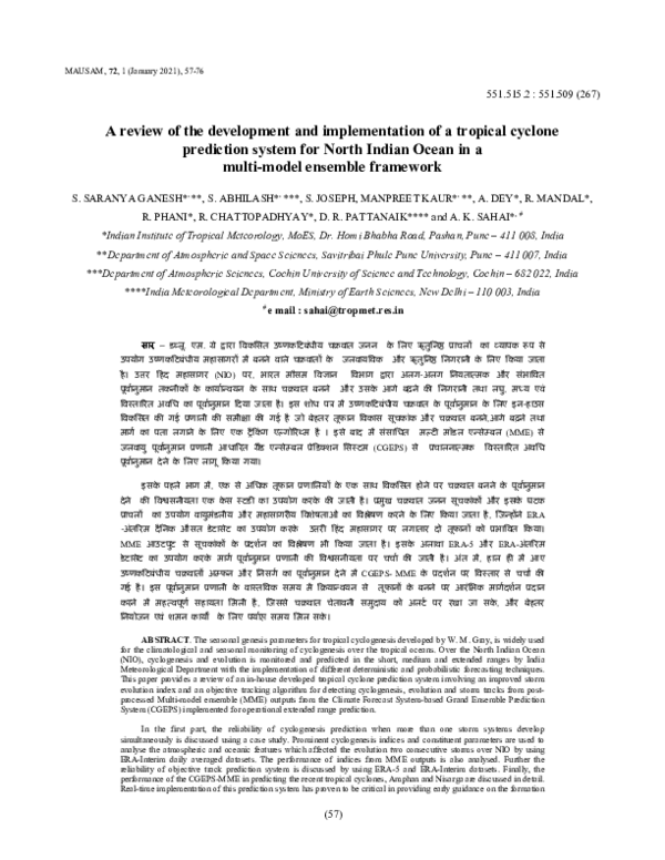 Pdf A Review Of The Development And Implementation Of A Tropical Cyclone Prediction System For