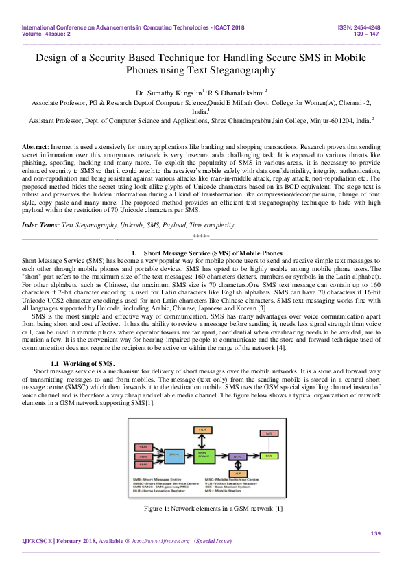 (PDF) Design of a Security Based Technique for Handling Secure SMS in Mobile Phones using Text ...
