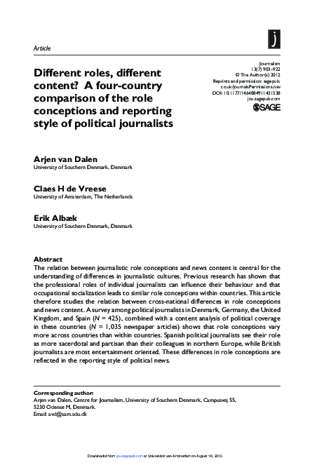 (PDF) Different roles, different content? A four-country comparison of ...