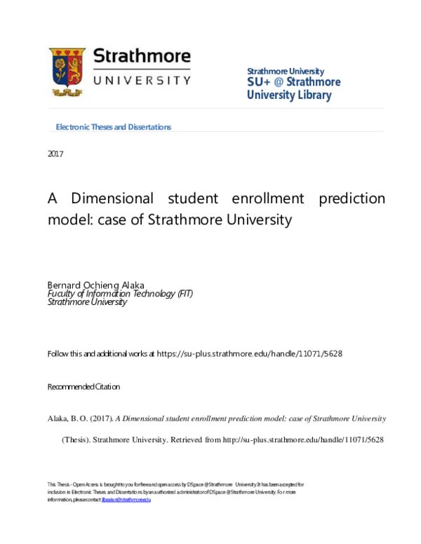 (PDF) A Dimensional student enrollment prediction model: case of Strathmore University