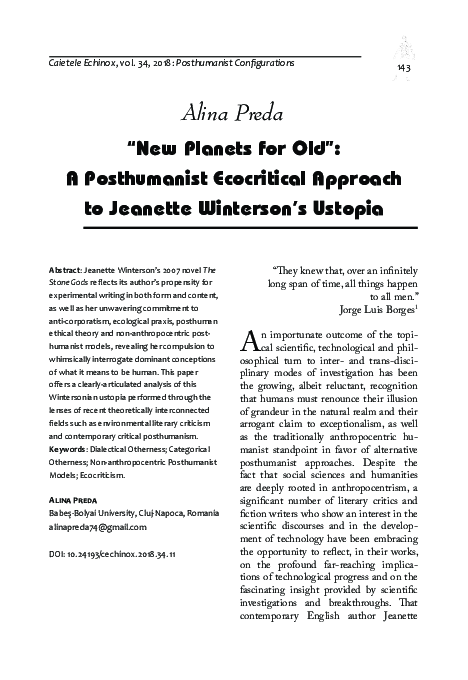 (PDF) “New Planets for Old”: A Posthumanist Ecocritical Approach to ...