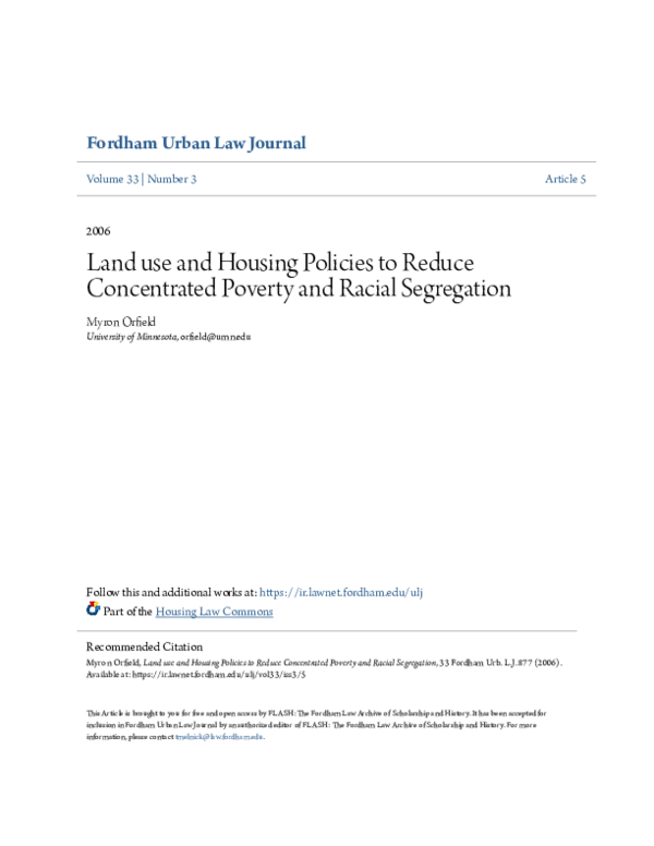 (PDF) Land Use and Housing Policies to Reduce Concentrated Poverty and ...