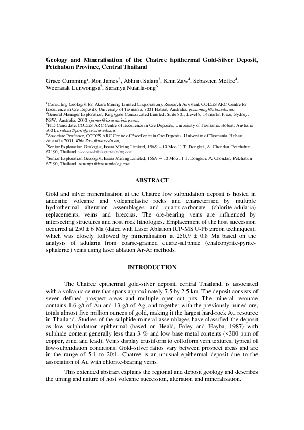 (PDF) Geology and Mineralisation of the Chatree Epithermal Gold-Silver ...