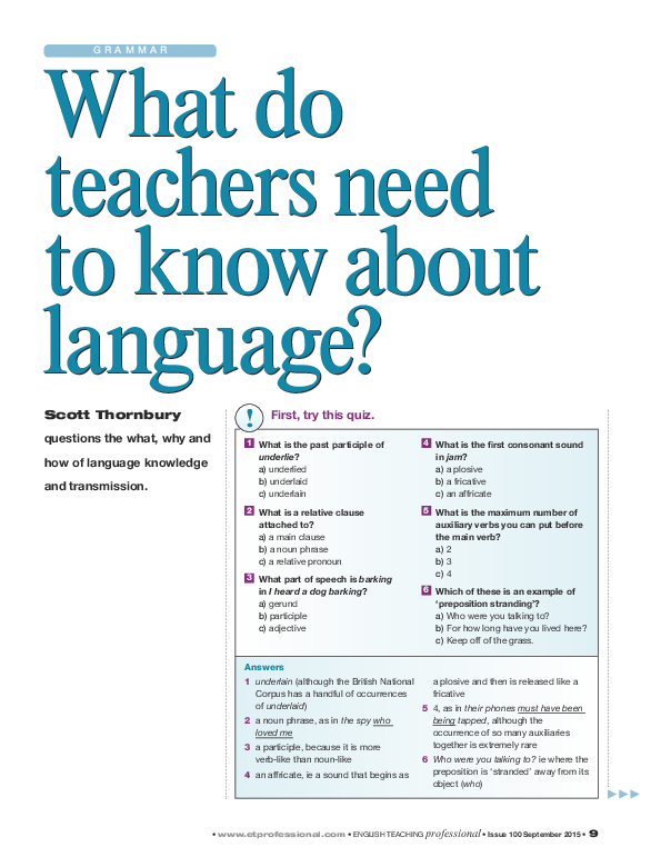 (PDF) What do teachers need to know about language