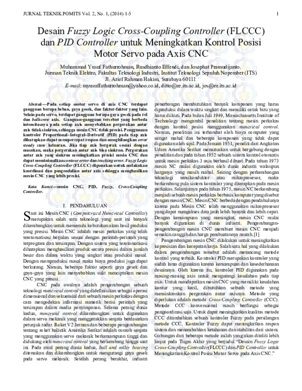 Pdf Desain Fuzzy Logic Cross Coupling Controller Flccc Dan Pid