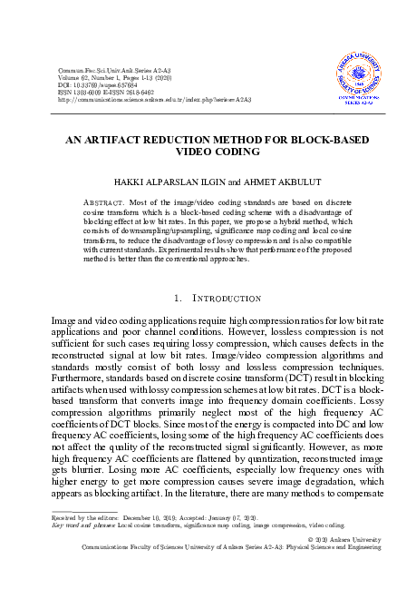 (PDF) An Artifact Reduction Method for Block-Based Video Coding