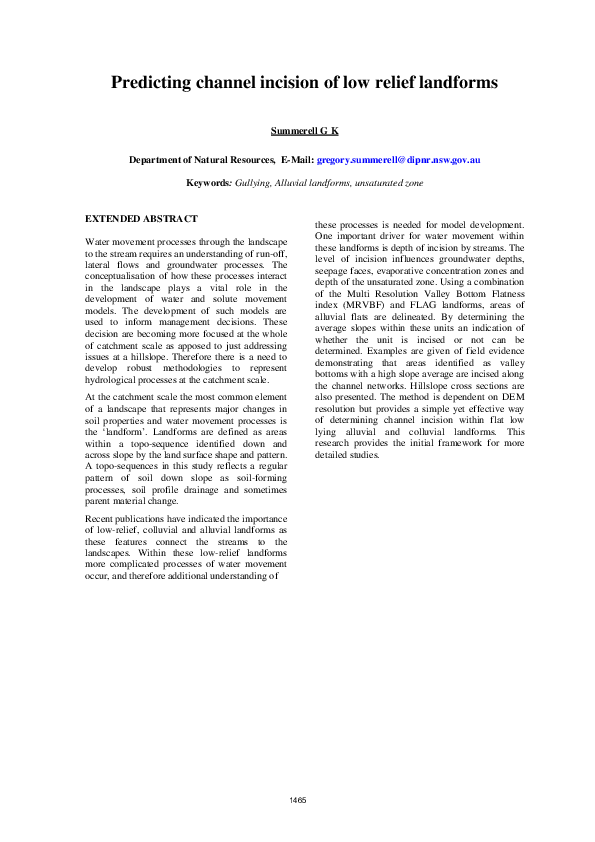 (PDF) Predicting channel incision of low relief landforms