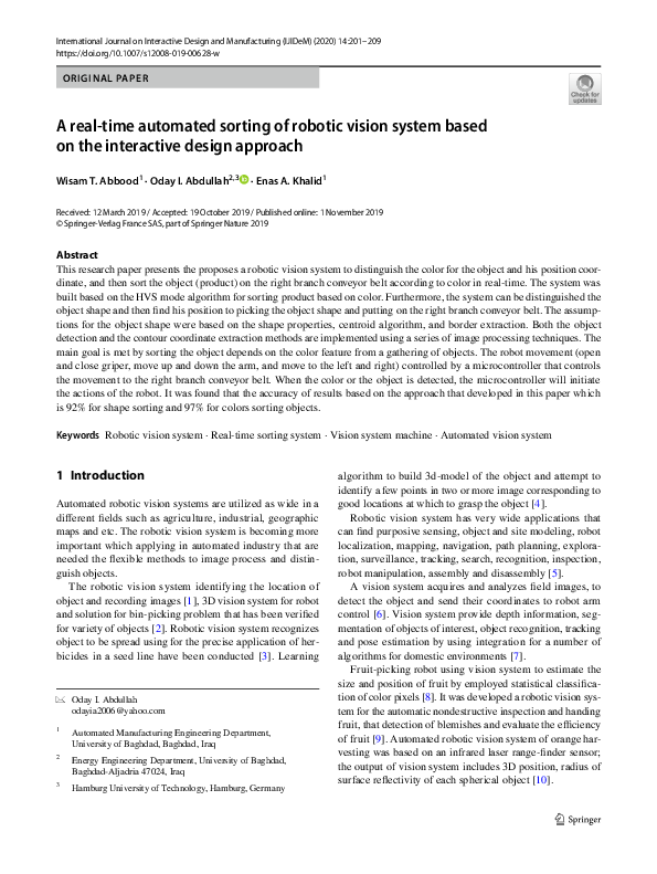 (PDF) A real-time automated sorting of robotic vision system based on the interactive design ...