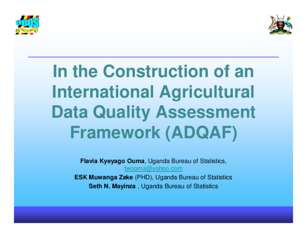 (PDF) In the Construction of an International Agricultural Data Quality ...