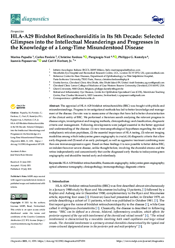 (PDF) HLA-A29 Birdshot Retinochoroiditis in Its 5th Decade: Selected ...