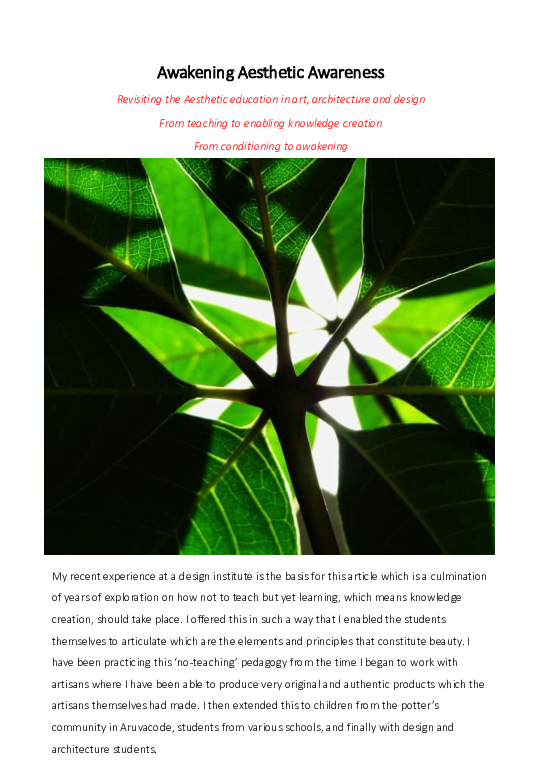 (PDF) Awakening Aesthetic Awareness