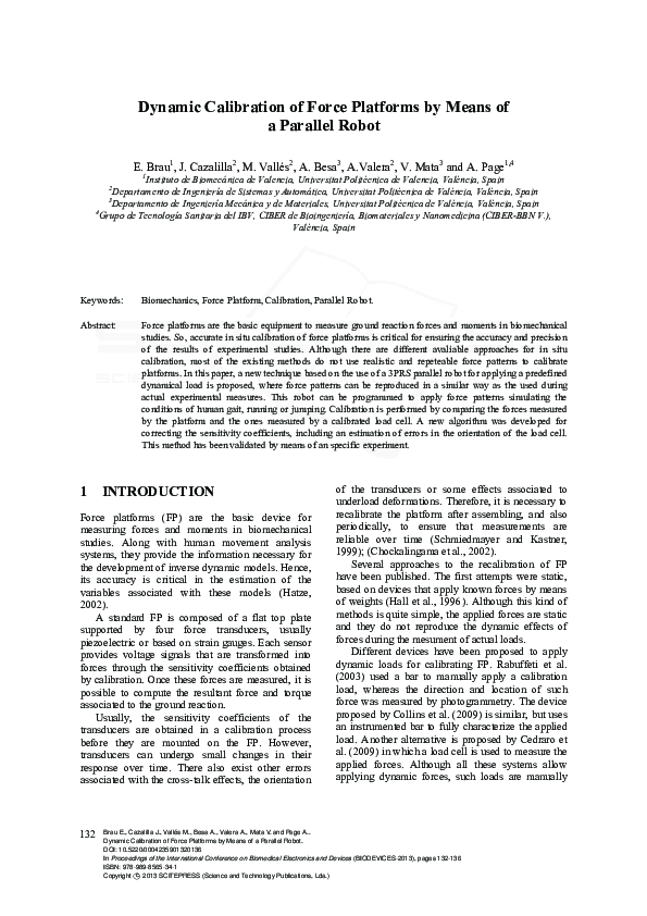 (PDF) Dynamic Calibration of Force Platforms by Means of a Parallel ...