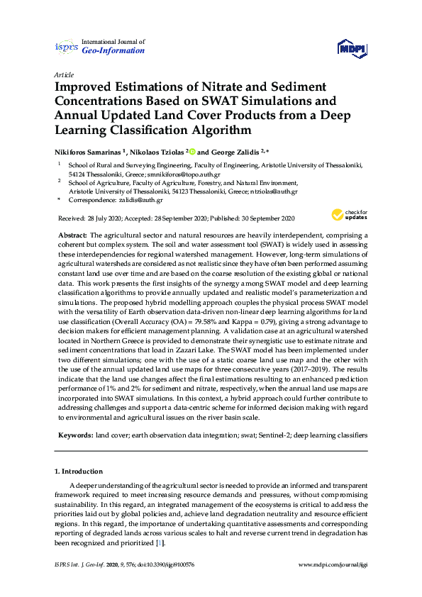 Pdf Improved Estimations Of Nitrate And Sediment Concentrations Based