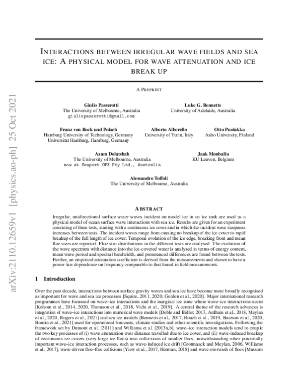 (PDF) Interactions between irregular wave fields and sea ice: A physical model for wave ...