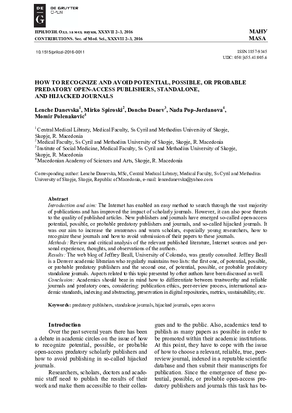(PDF) How to Recognize and Avoid Potential, Possible, or Probable ...