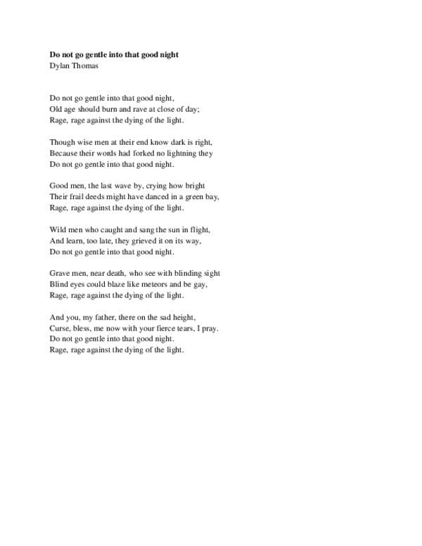 (PDF) Do not go gentle into that good night