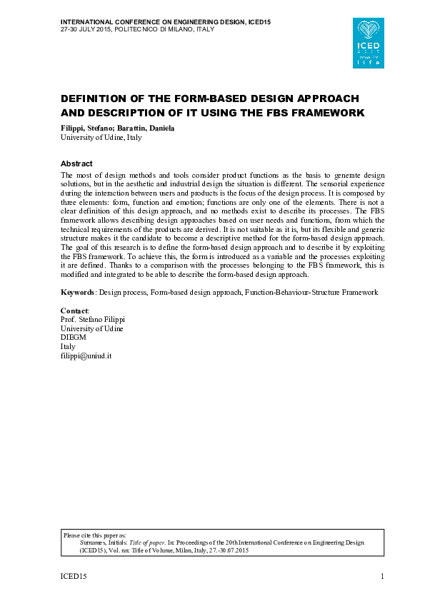 (PDF) Definition of the Form-Based Design Approach and Description of ...