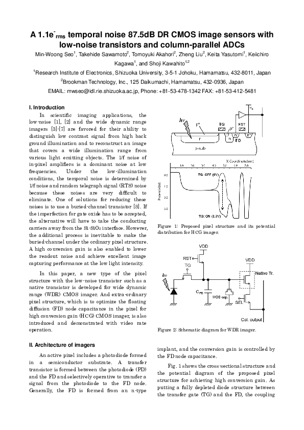 Pdf A 11 E Rms Temporal Noise 875 Db Dr Cmos Image Sensors With Low Noise Transistors And
