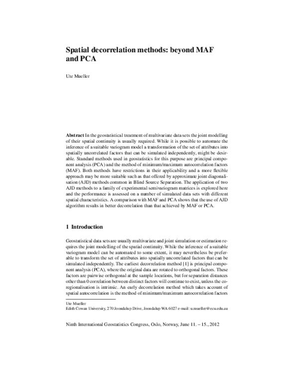 (PDF) Spatial decorrelation methods : beyond MAF and PCA