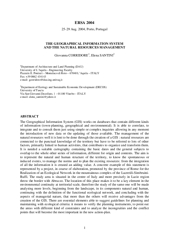 (PDF) The Geographical Information System and the Natural Resources ...
