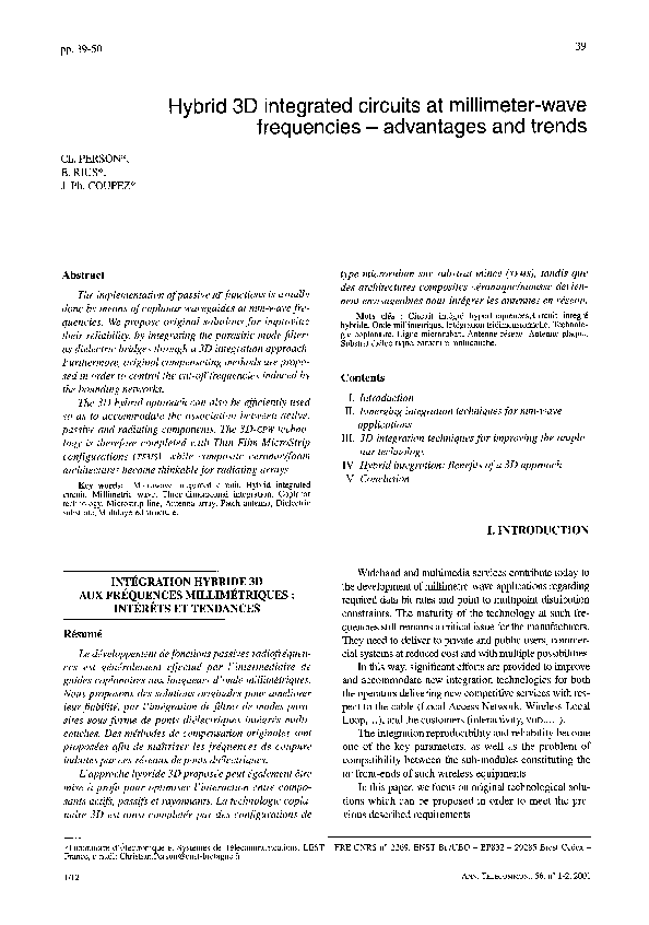 (PDF) Hybrid 3d integrated circuits at millimeter-wave frequencies ...