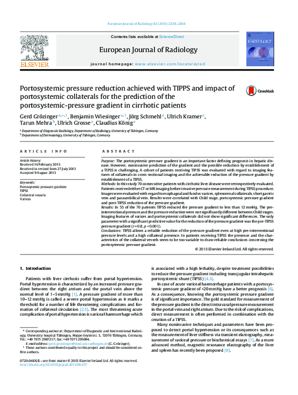 (PDF) Portosystemic pressure reduction achieved with TIPPS and impact ...