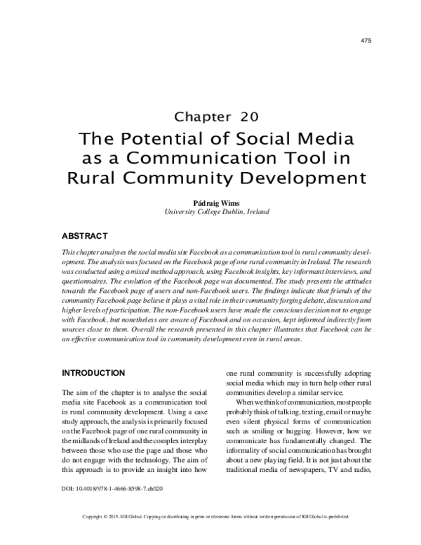 (PDF) The Potential of Social Media as a Communication Tool in Rural ...