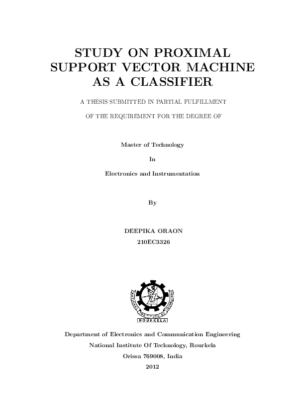 (PDF) Study on proximal support vector machine as a classifier