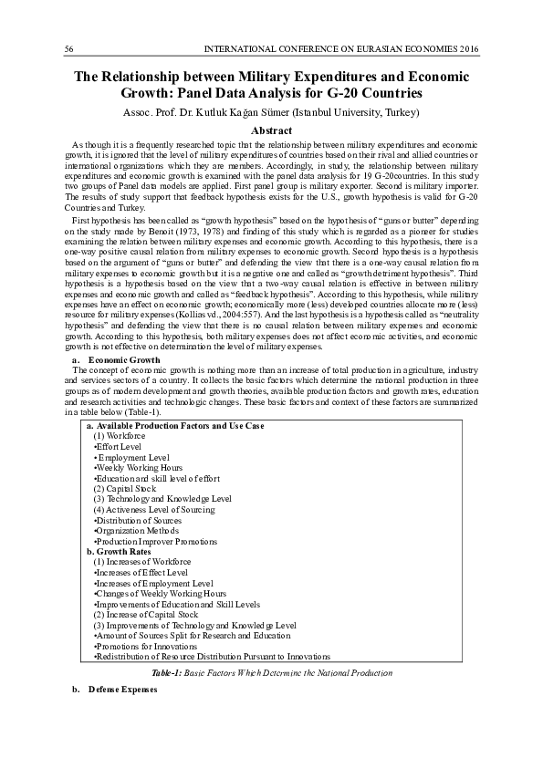 (PDF) The Relationship between Military Expenditures and Economic ...