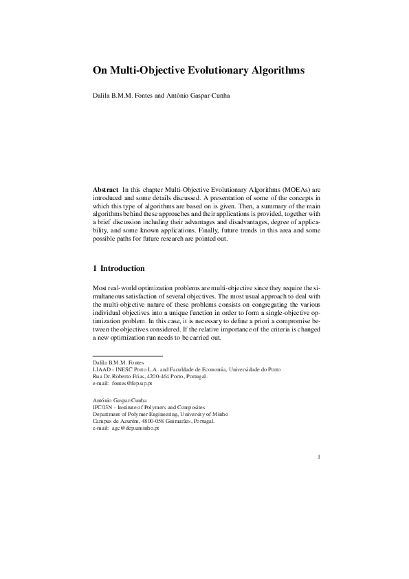 (PDF) Chapter 10 On Multi-Objective Evolutionary Algorithms