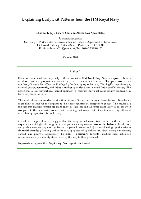 (PDF) Explaining early exit patterns from the HM Royal Navy