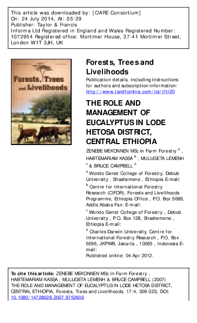 (PDF) Debates on Eucalyptus in Huruta District, Arsi in Huruta District ...