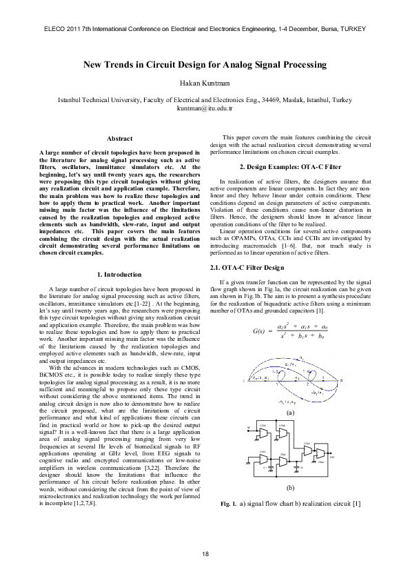 (PDF) New trends in circuit design for analog signal processing