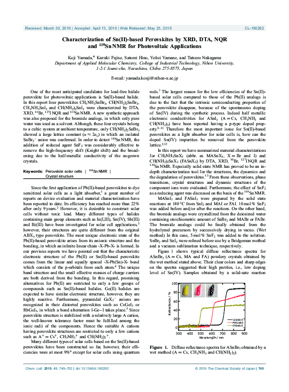 (PDF) Characterization of Sn(II)-based Perovskites by XRD, DTA, NQR and ...