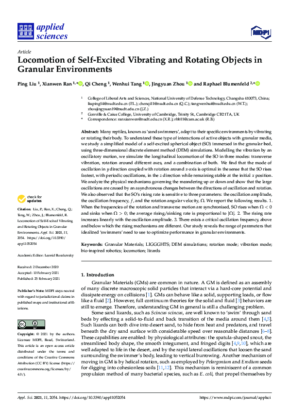 (PDF) Locomotion of Self-Excited Vibrating and Rotating Objects in ...