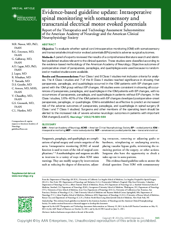 (PDF) Evidence-Based Guideline Update