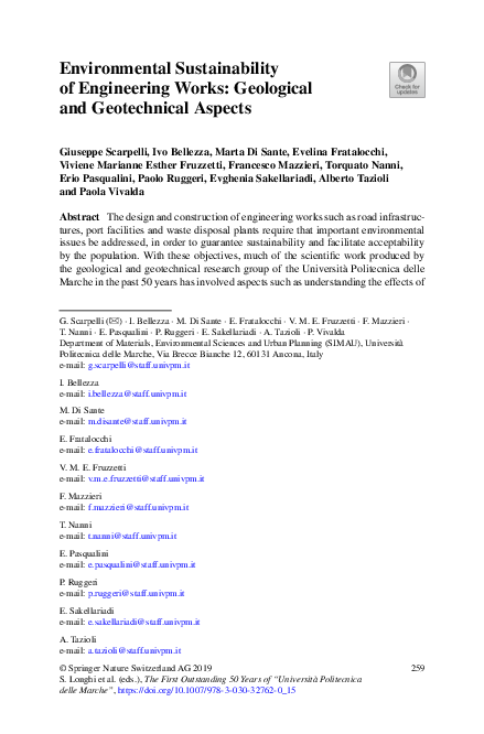 (PDF) Environmental Sustainability of Engineering Works: Geological and ...