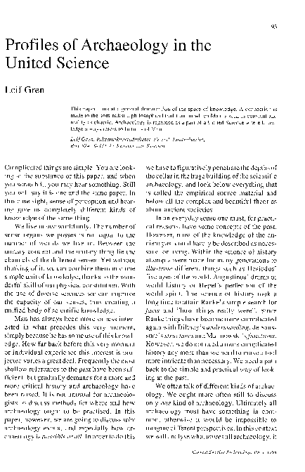 (PDF) Profiles of Archaeology in the United Science | Leif Gren ...