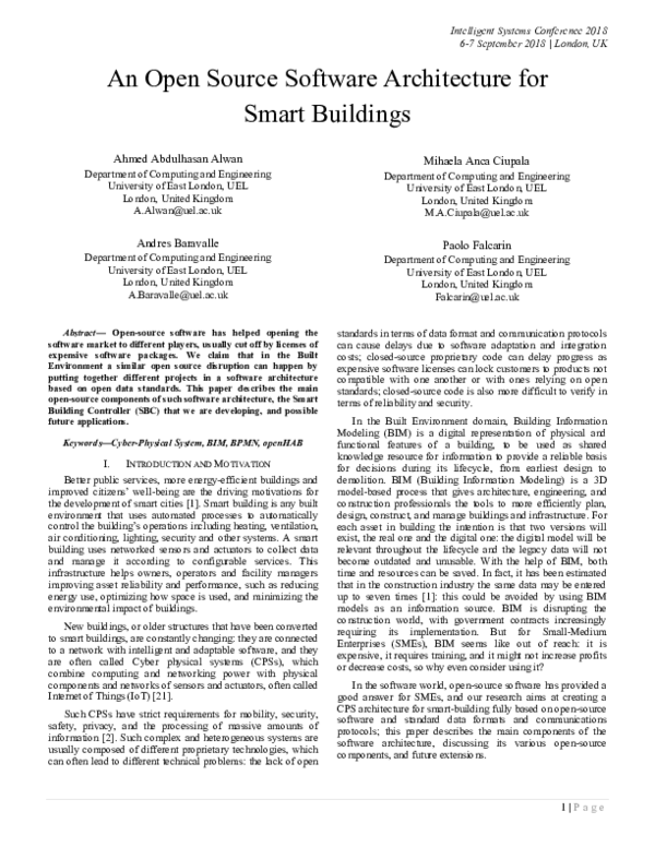 (PDF) An Open Source Software Architecture for Smart Buildings