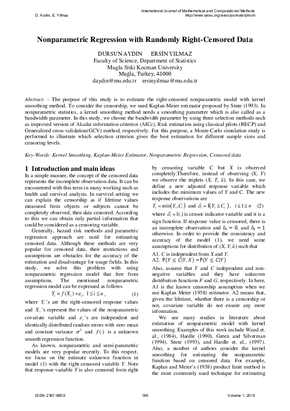 (PDF) Nonparametric Regression with Randomly Right-Censored Data