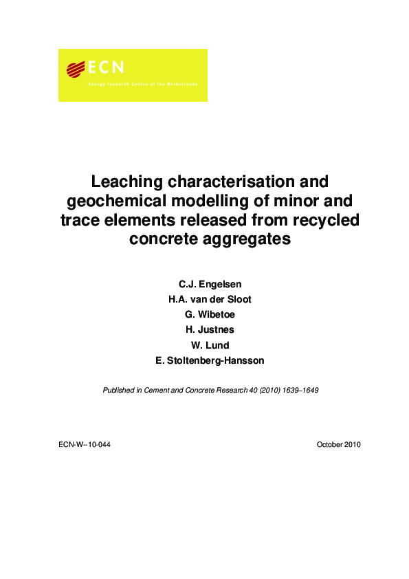 (PDF) Leaching characterisation and geochemical modelling of minor and trace elements released ...