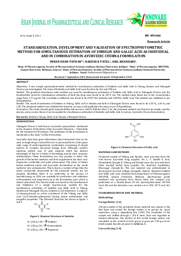 Pdf Standardization Development And Validation Of Spectrophotometric Method For Estimation Of