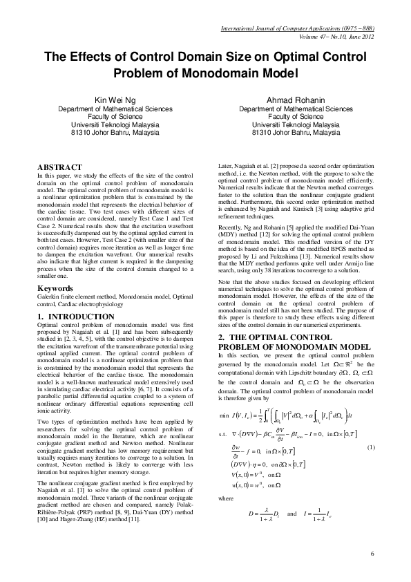 (PDF) The Effects of Control Domain Size on Optimal Control Problem of ...