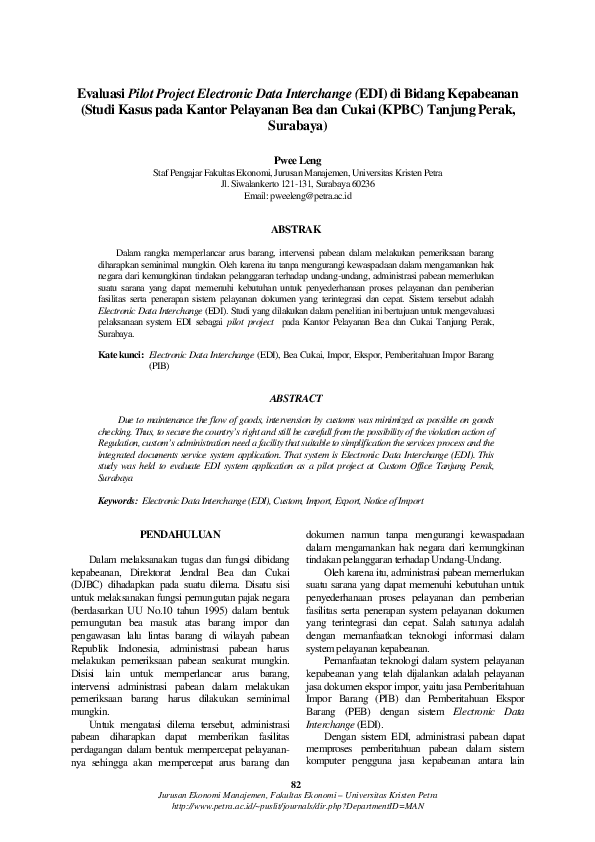 (PDF) Evaluasi Pilot Project Electronic Data Interchange (EDI) di ...